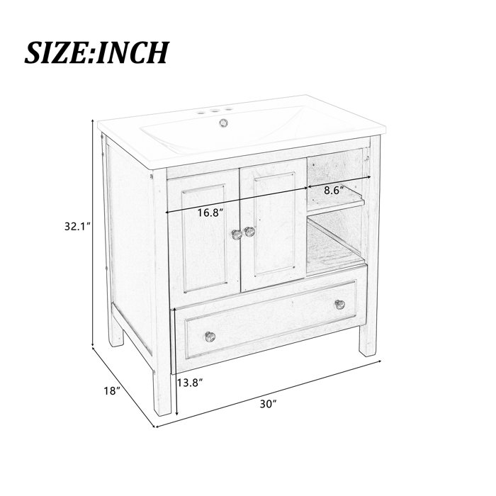 Winston Porter Sevim 30 Free Standing Single Bathroom Vanity With